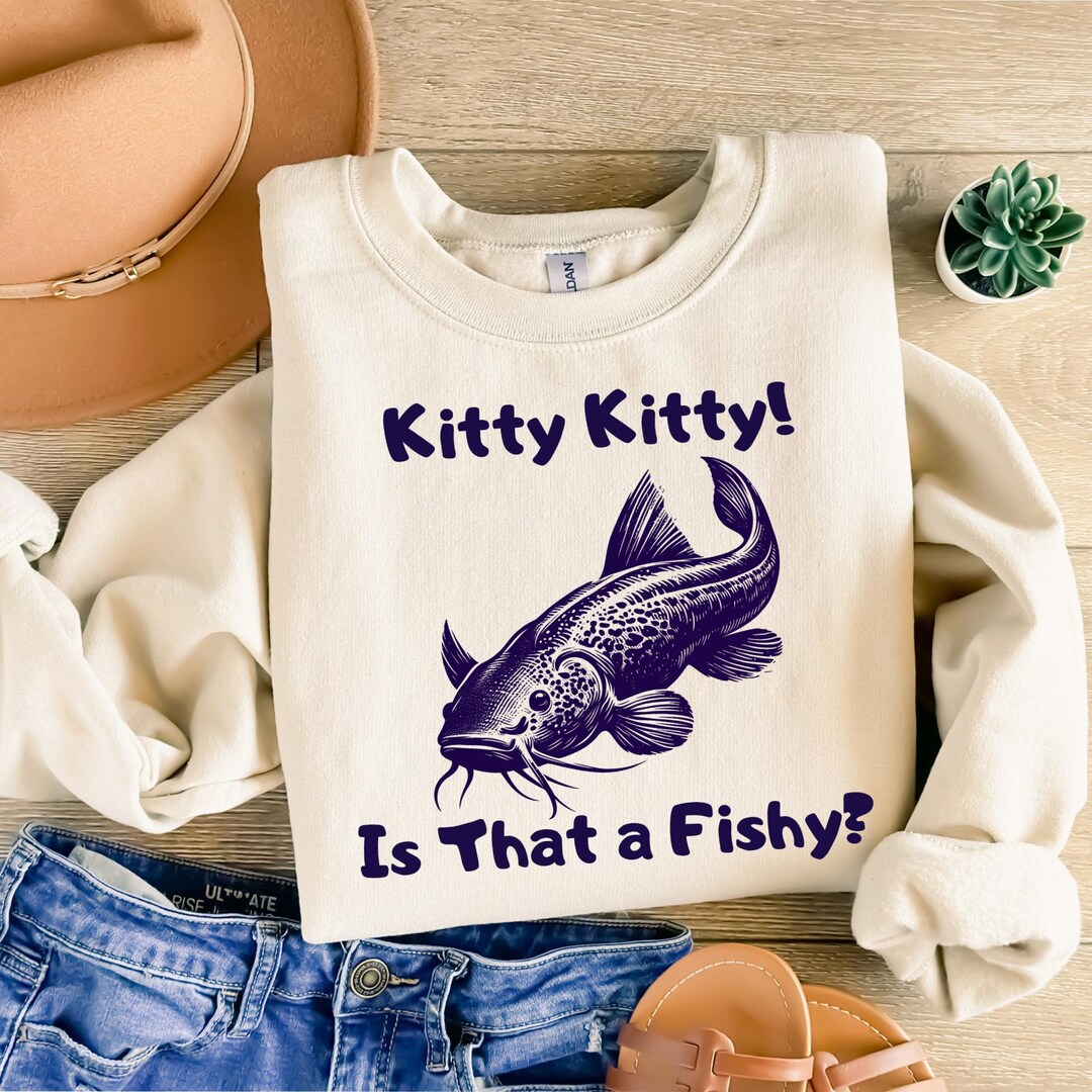 Funny Catfish Png,kitty Kitty is That a Fishy,fishing Lover Png, Cute ...