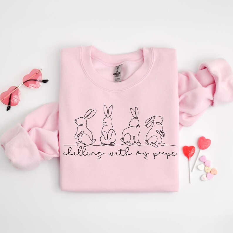 Chilling With My Peeps Png, Line Art Easter Rabbit Png,cute Easter ...