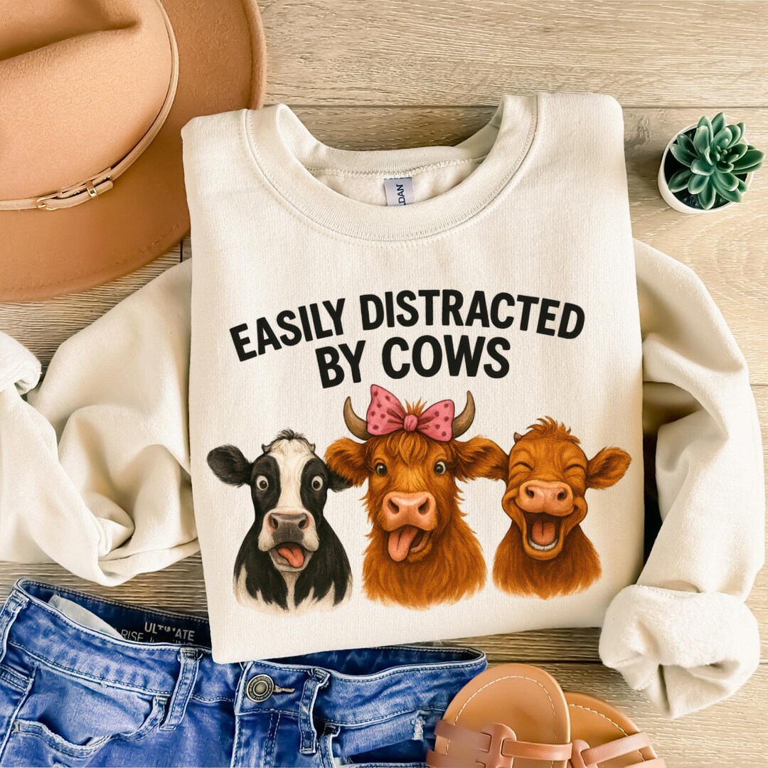 Easily Distracted by Cows Png, Funny Face Cow Png, Highland Cow Png ...