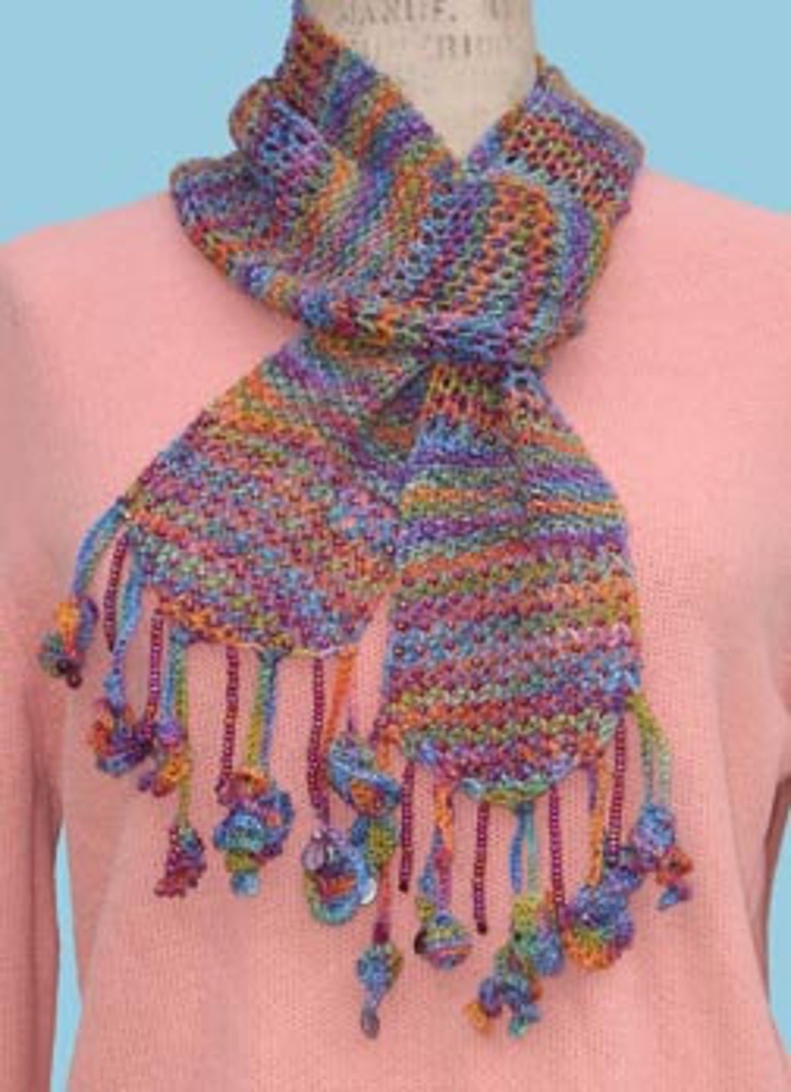 Beaded Garden Party Scarf Knitting Pattern via Download - Etsy