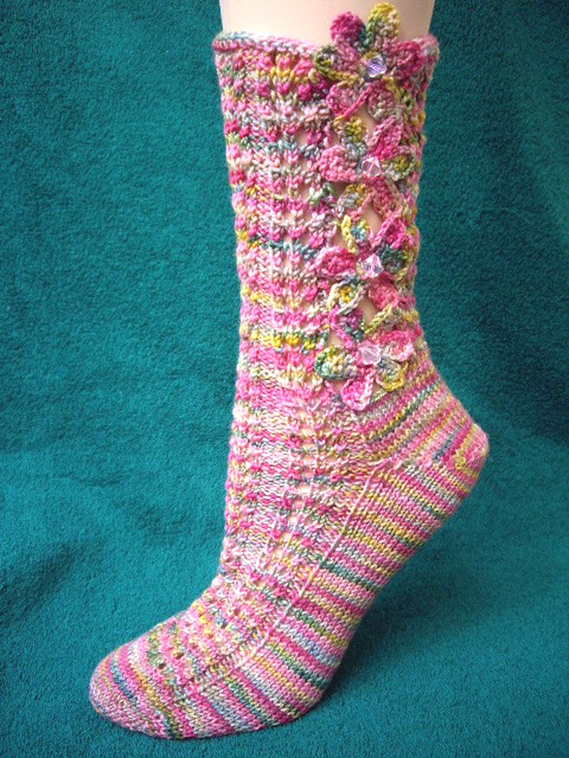 Flower Socks Knitting Pattern via Download - Etsy
