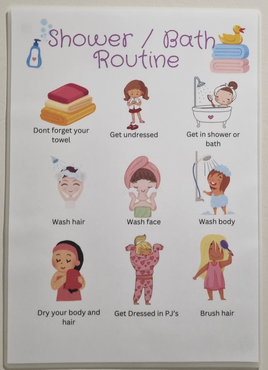 Visual Shower/bath Routine Girl - Etsy