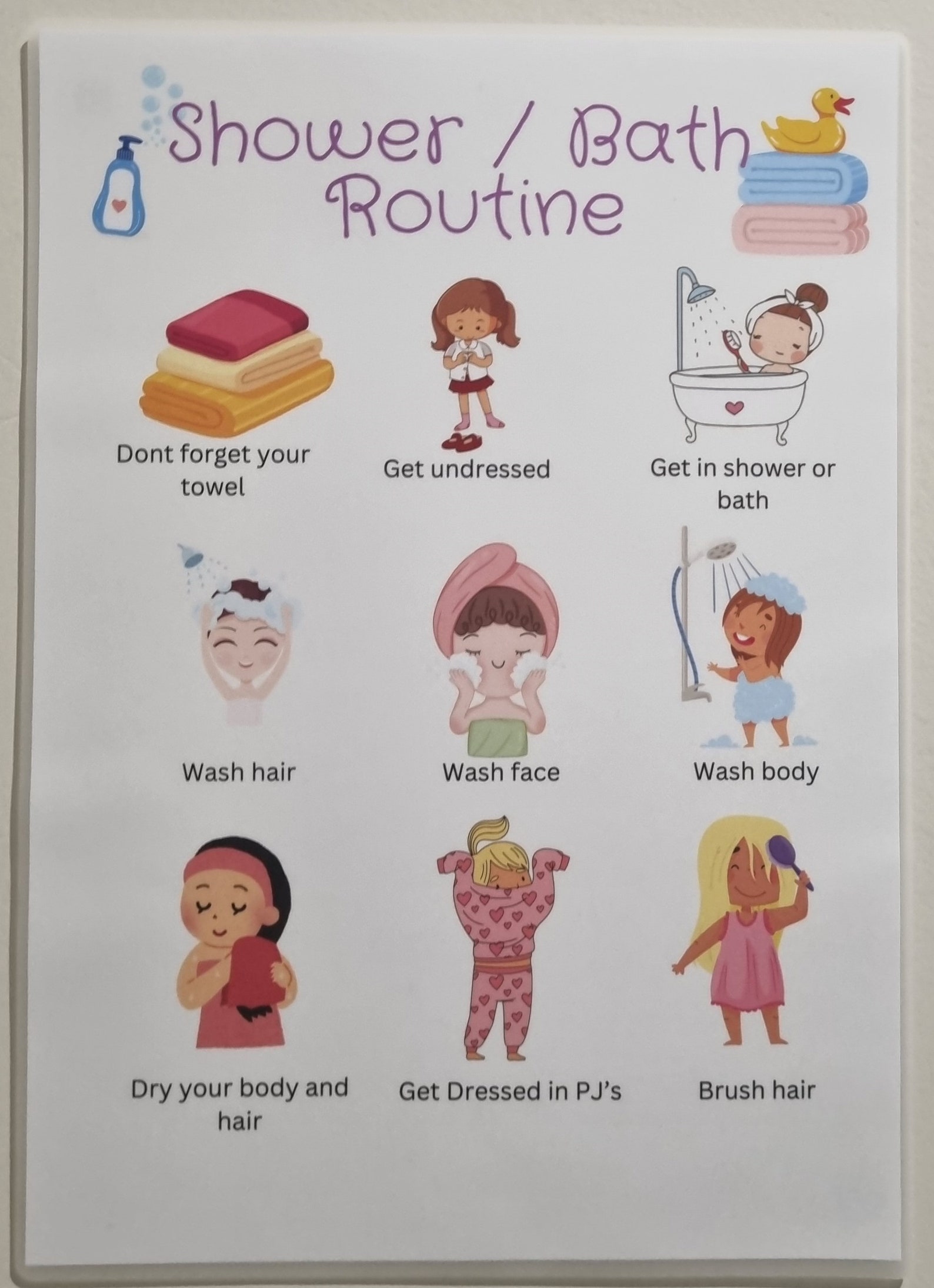 Visual Shower/bath Routine Girl - Etsy
