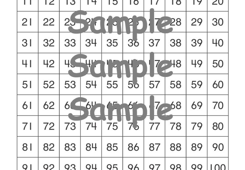 Hundred Chart for Kids, Count 1-100 Chart, School 100 Chart, Homeschool ...