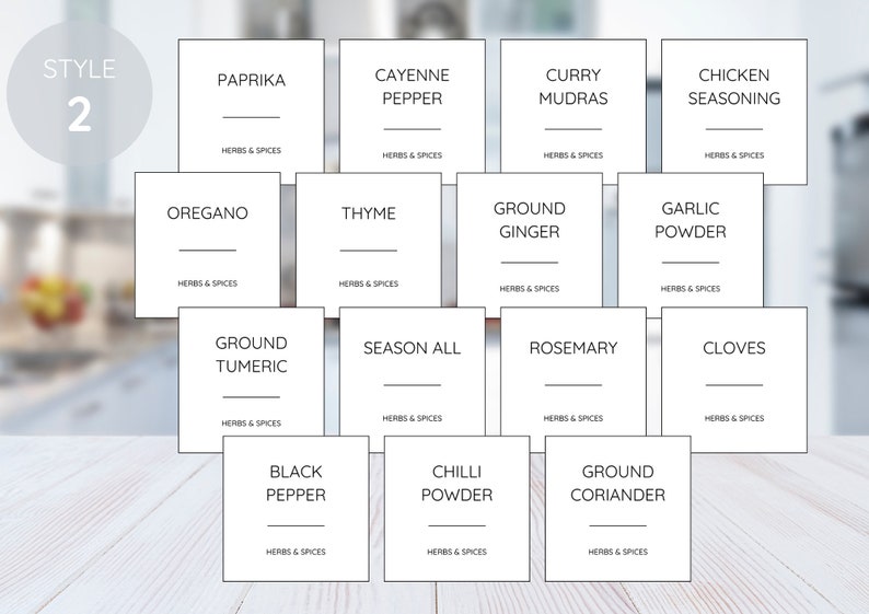 5cm X 5cm Kitchen Pantry Labels - Herbs & Spices Labels Kitchen ...