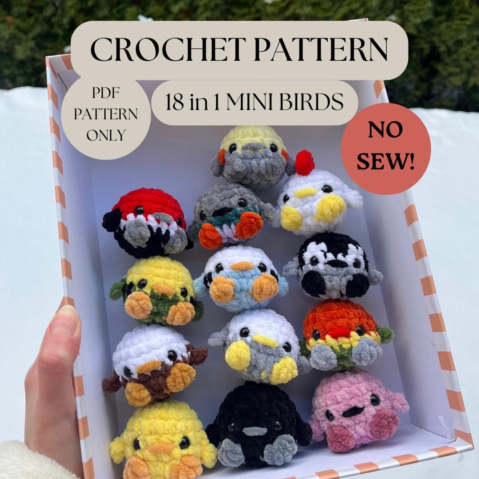 NO SEW Mini Birds Crochet Pattern for Markets Claw Machine: 18-in-1 ...