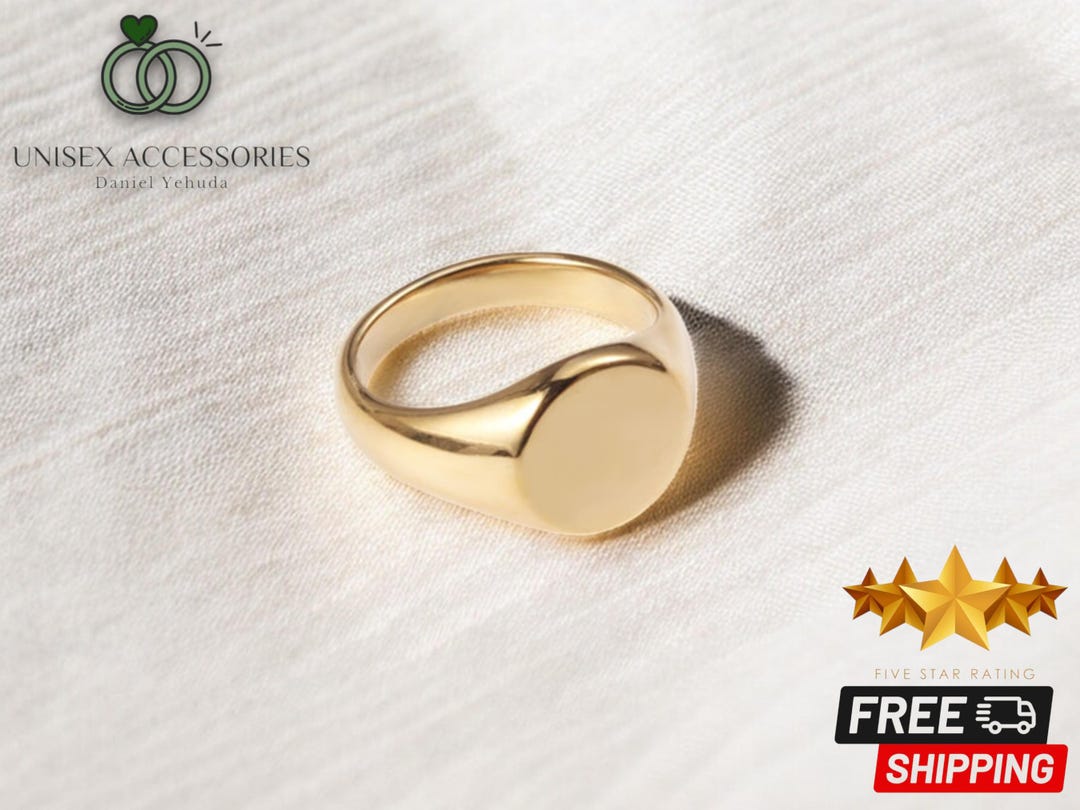 Geometric Circle Signet Ring Blank Personalized Unisex Accessory Punk ...