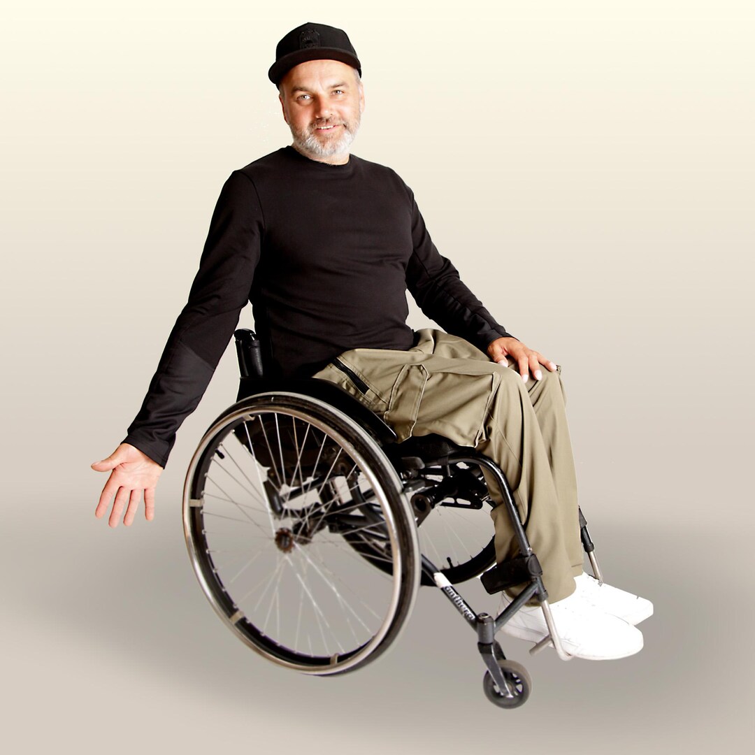 Men's Wheelchair Adaptive Long Sleeve Jersey Shirt With Cropped Front ...