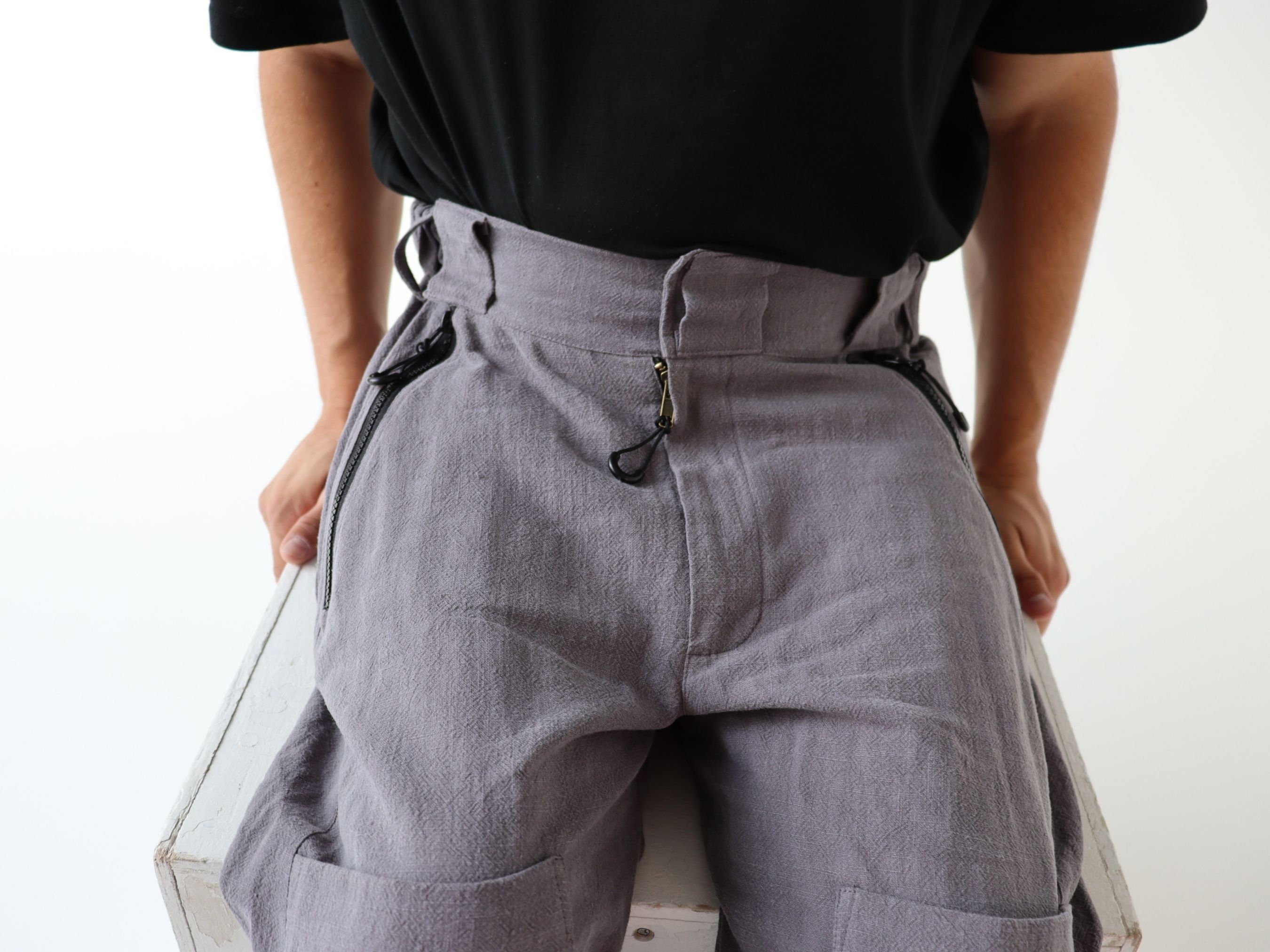 Men's Summer Wheelchair Pants From Ramie Fabric, Wheelchair Adapted, No ...