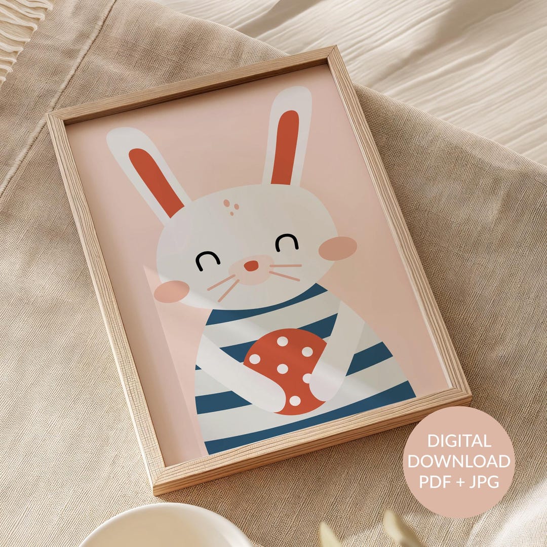 Bunny Printable Poster - Kid's Bedroom Animal Print, PDF and JPG ...