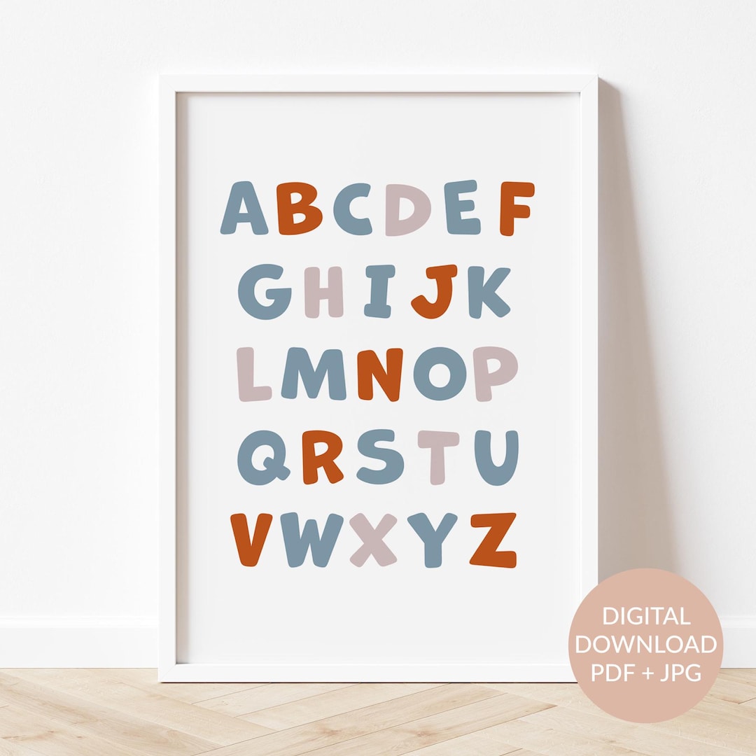 Cute and Fun Printable Alphabet Poster for Kids Room, Modern ...