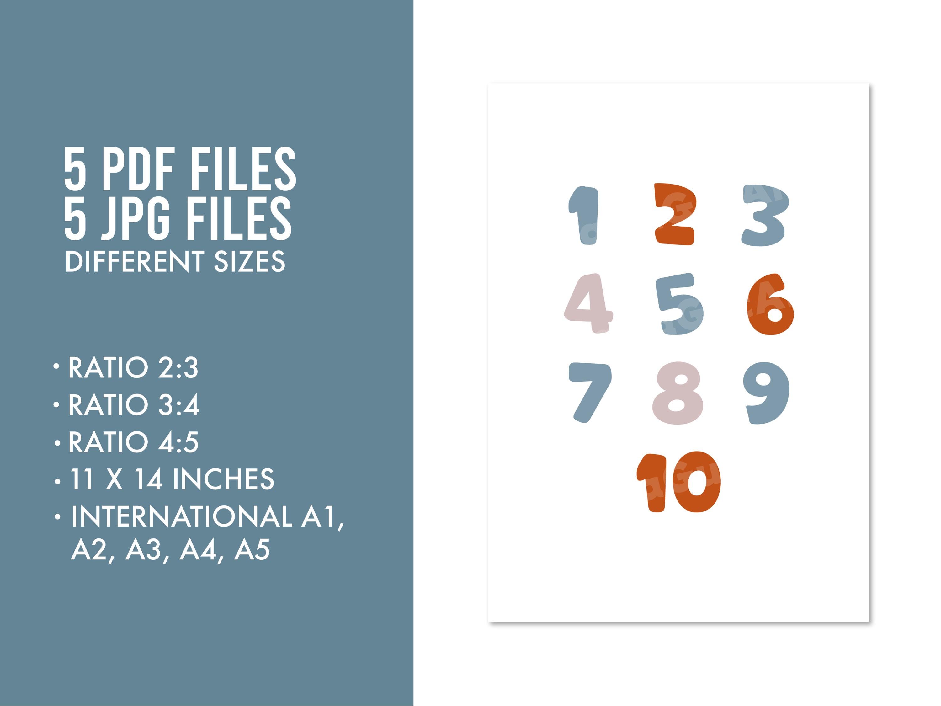 Cute 1-10 Numbers Printable Poster for Kids Room, Counting Wall Print ...