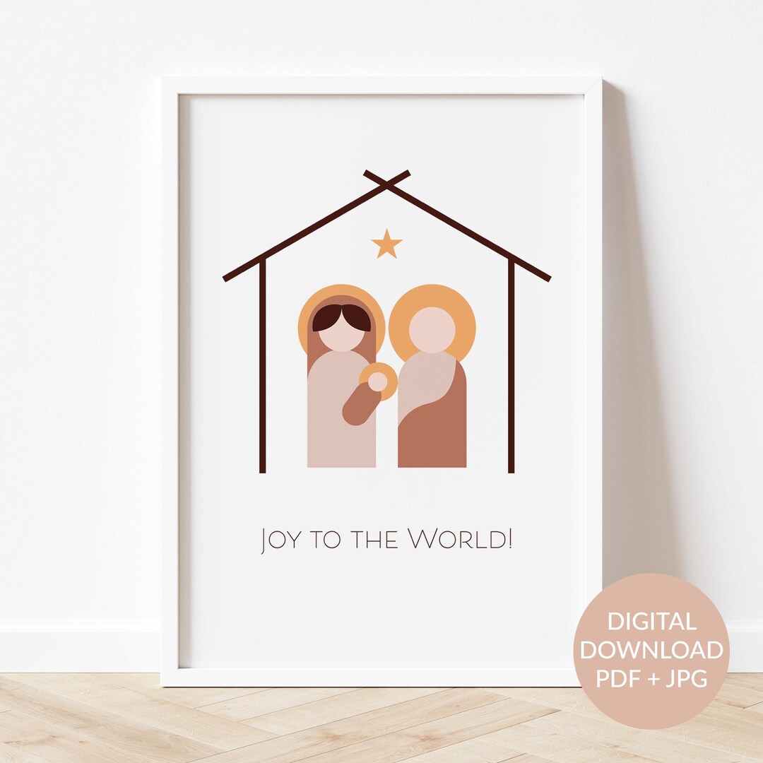 Elegant Christmas Nativity Wall Art, Modern Holy Family Printable ...