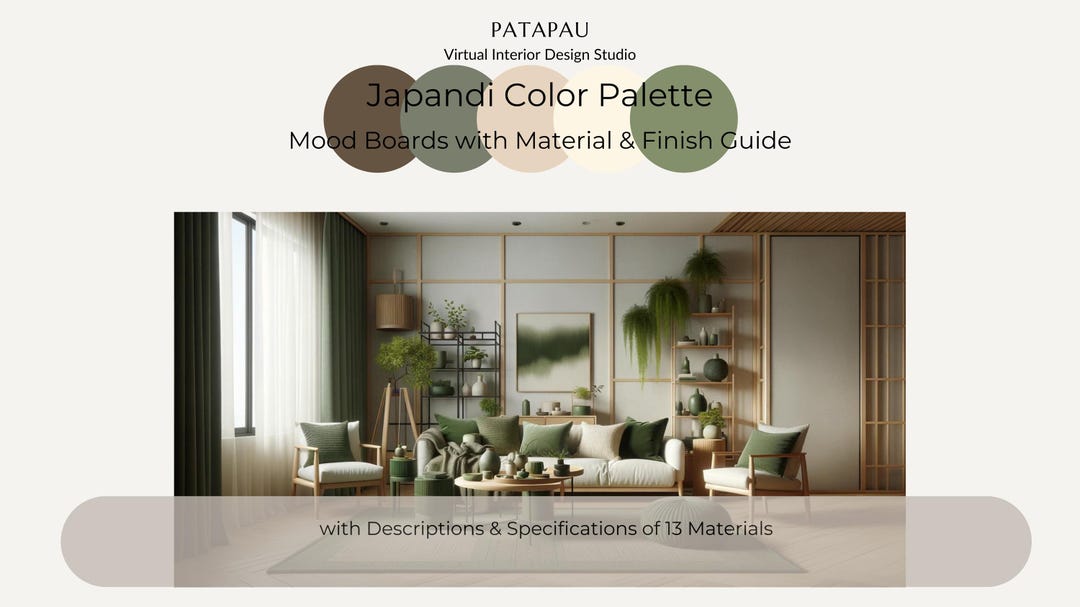 Japandi Color Palettes | Digital Mood Boards With CMYK Codes, Materials ...
