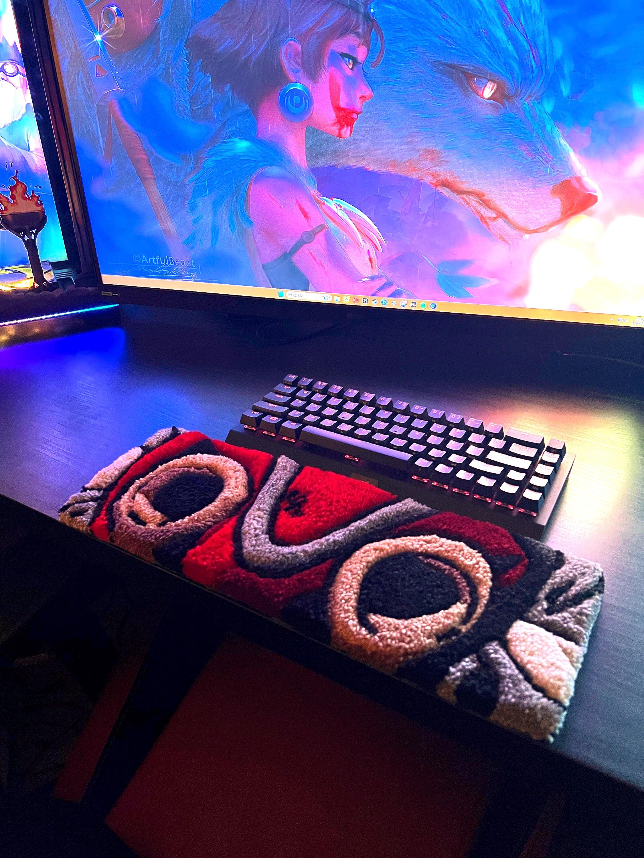 Princess Mononoke Keyboard Rug Studio Ghibli Game Room Decor Great Gift ...