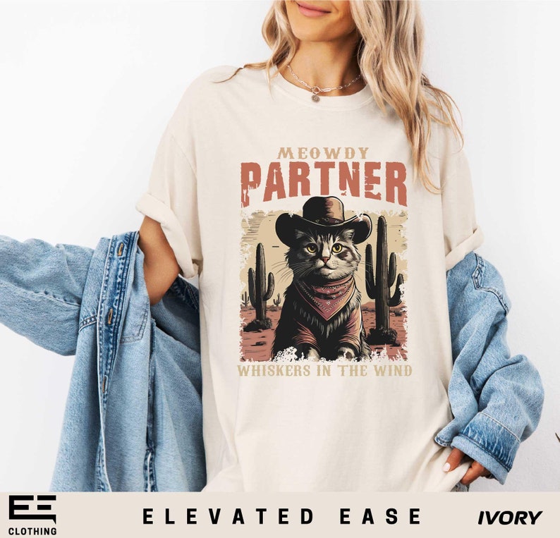 Meowdy Partner Shirt, Comfort Colors Shirt, Cowboy Cat Shirt,whiskers ...