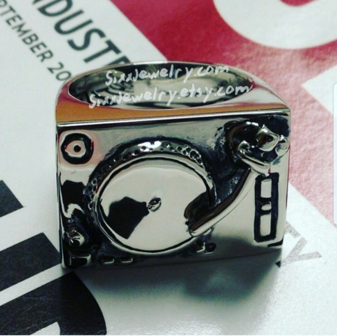 Turntable Sterling Silver Ring - DJ Record Player in Solid .925 ...
