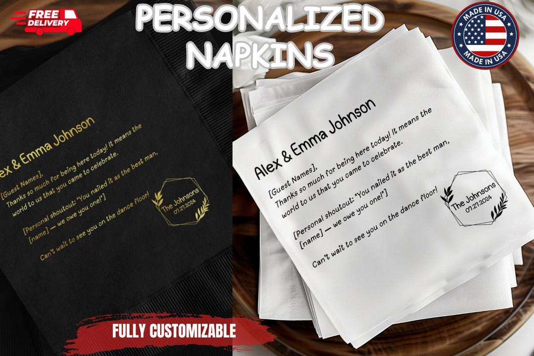 Custom Handwritten Napkin/customizable Wedding Napkins/basic Paper ...