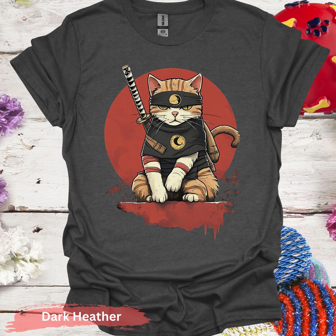 Ninja Cat T-shirt, Samurai Cat Tee, Anime Cat Shirt, Naruto Cat T Shirt ...