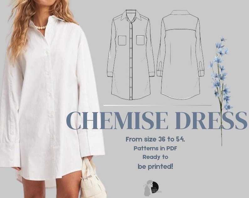Chemise Dress - PDF PATTERN - 10 Sizes S to 3XL - Etsy