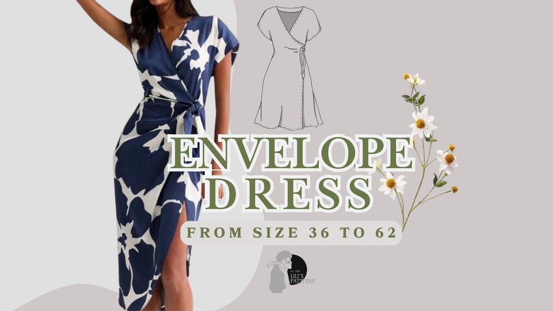 Envelope Dress/ Wrap Dress - PDF PATTERN - 10 Sizes S to 3XL - Etsy