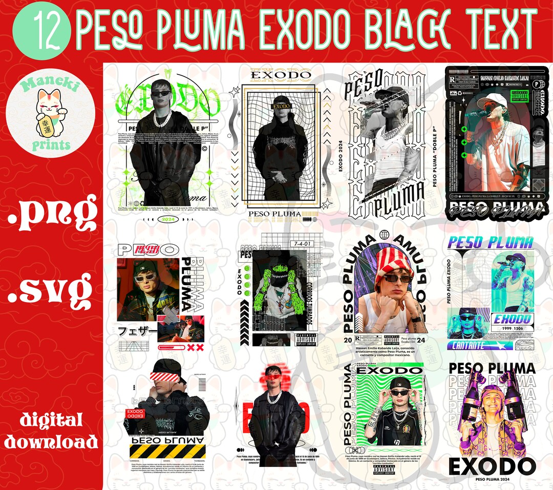 Peso Pluma Exodo 2024 Svg Streetwear for White Tshirts/ New Album Exodo ...