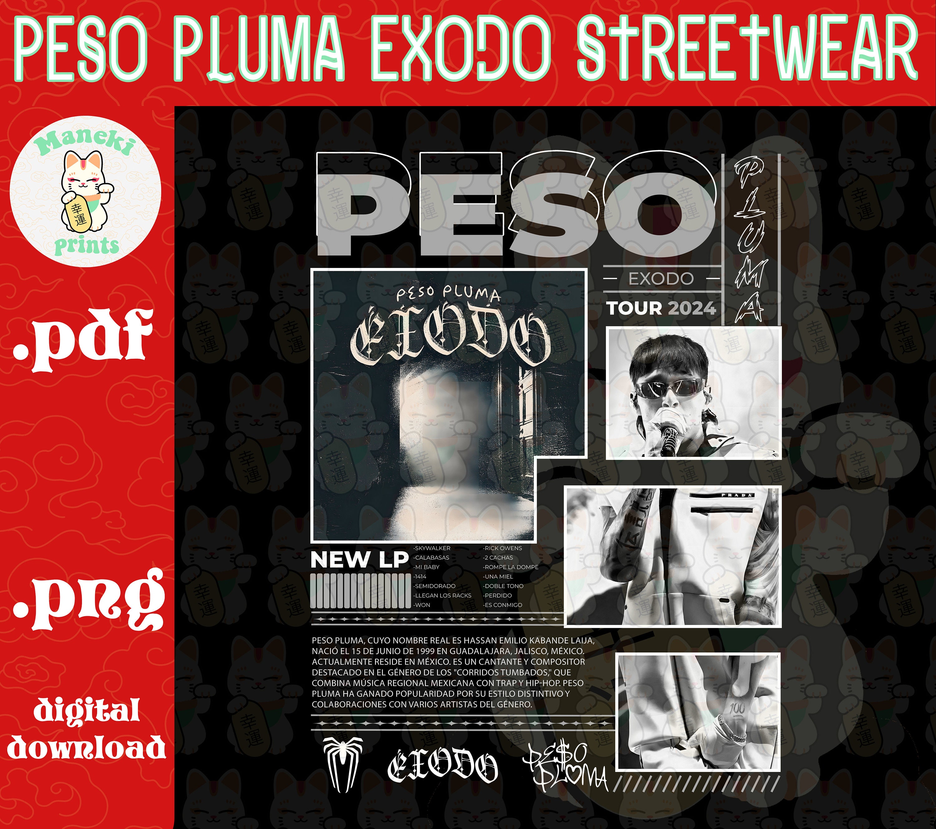 Peso Pluma Exodo 2024 svg Streetwear/ New Album Exodo 2024/ Streetwear ...