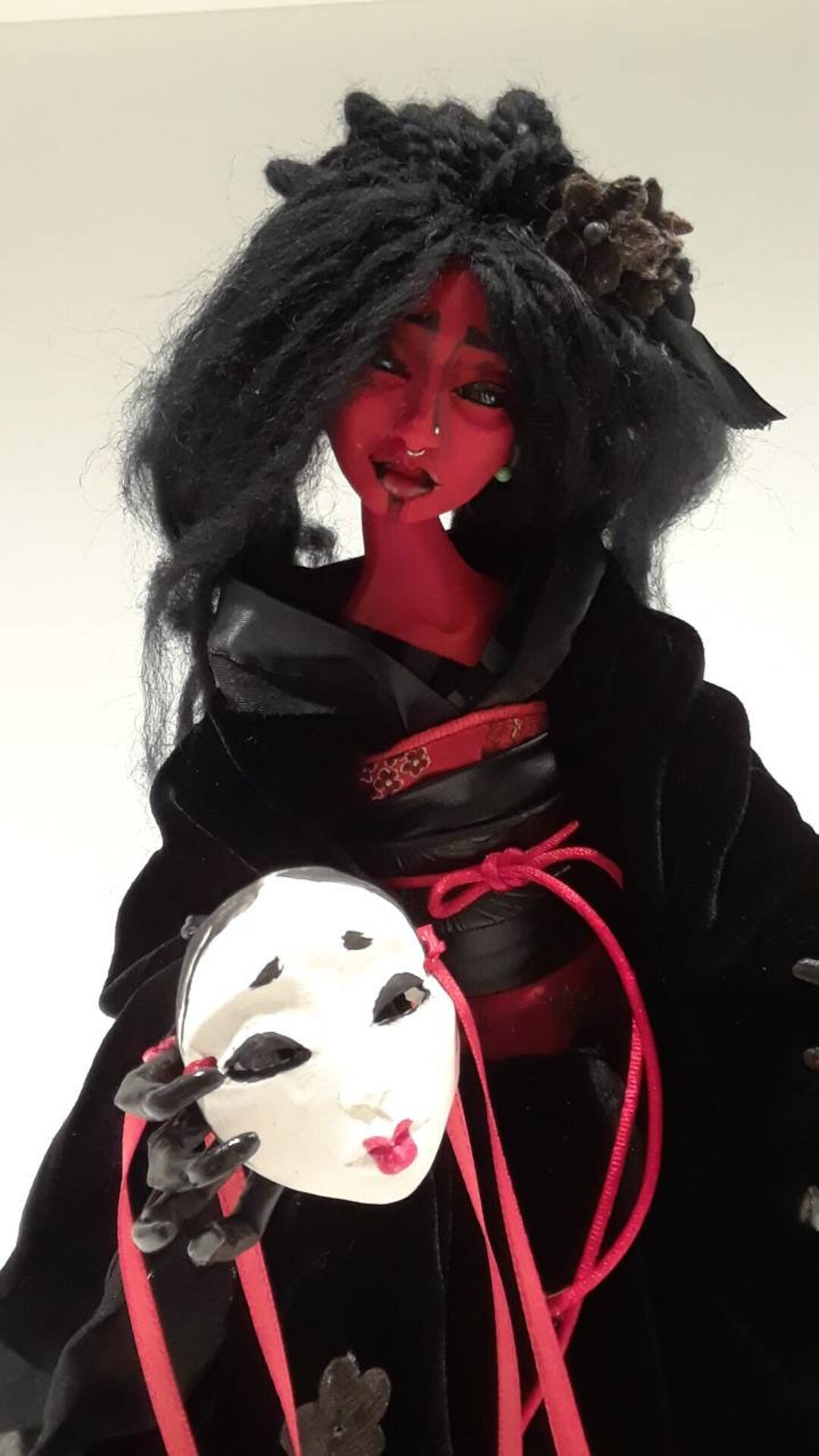 OOAK Hannya Geisha Oni Noh Red Demon Posable Art Doll by - Etsy
