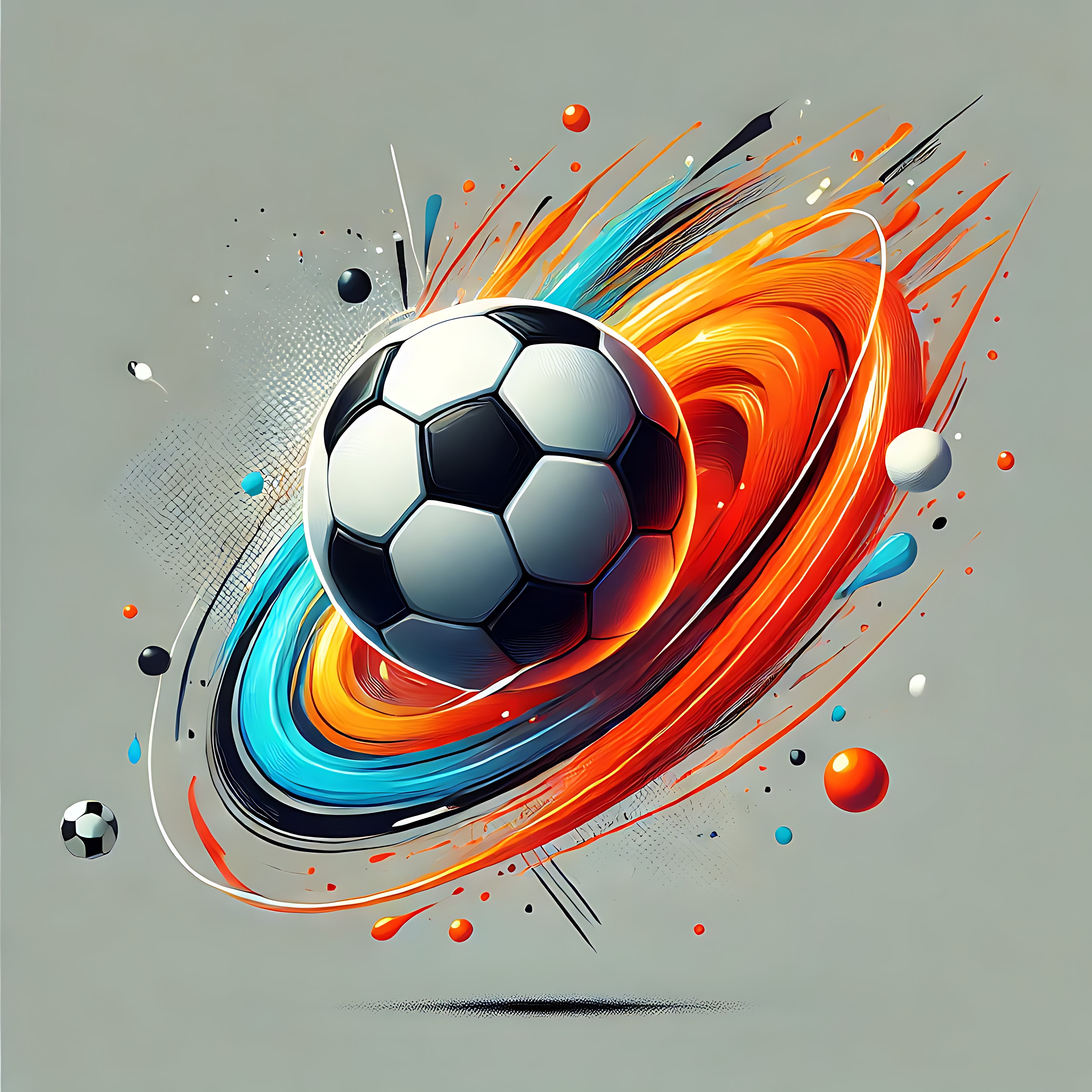 Vibrant Digital Soccer Ball Art Print, Dynamic and Playful Illustration ...