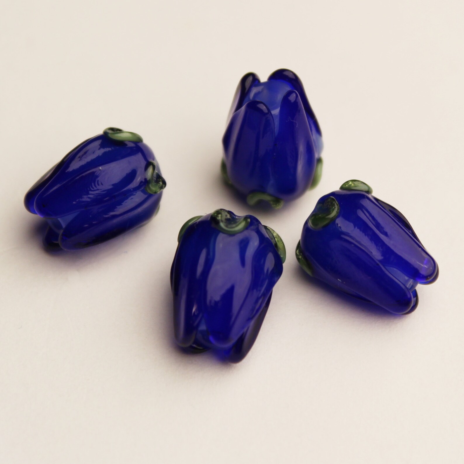 Set of 4 Cobalt Blue Roses Handmade Artisan Sculptural - Etsy
