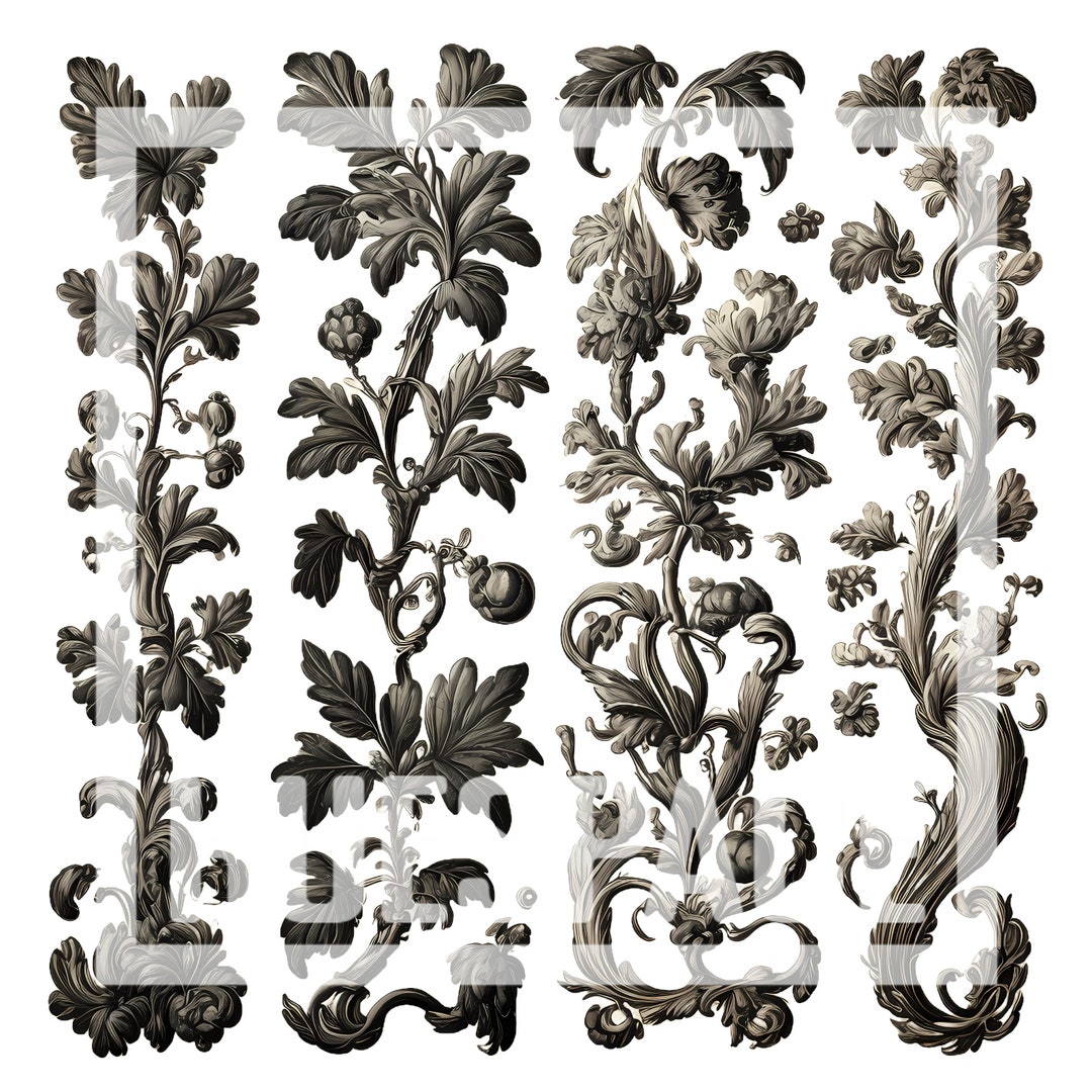 100 Baroque Designs Decal Pack INSTANT DOWNLOAD 100 Decorative Elements ...