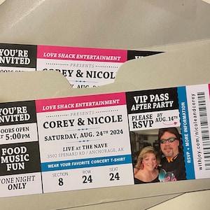 Event Ticket Invitation / Concert or Sport Theme / Bar Mitzvah Wedding ...