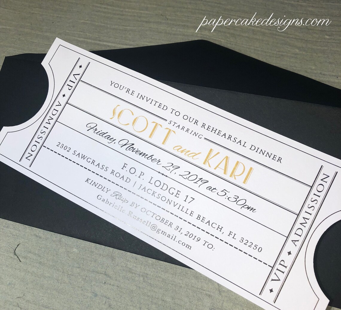 Vintage Event Ticket Enclosure Card / Wedding Rehearsal Dinner | Etsy