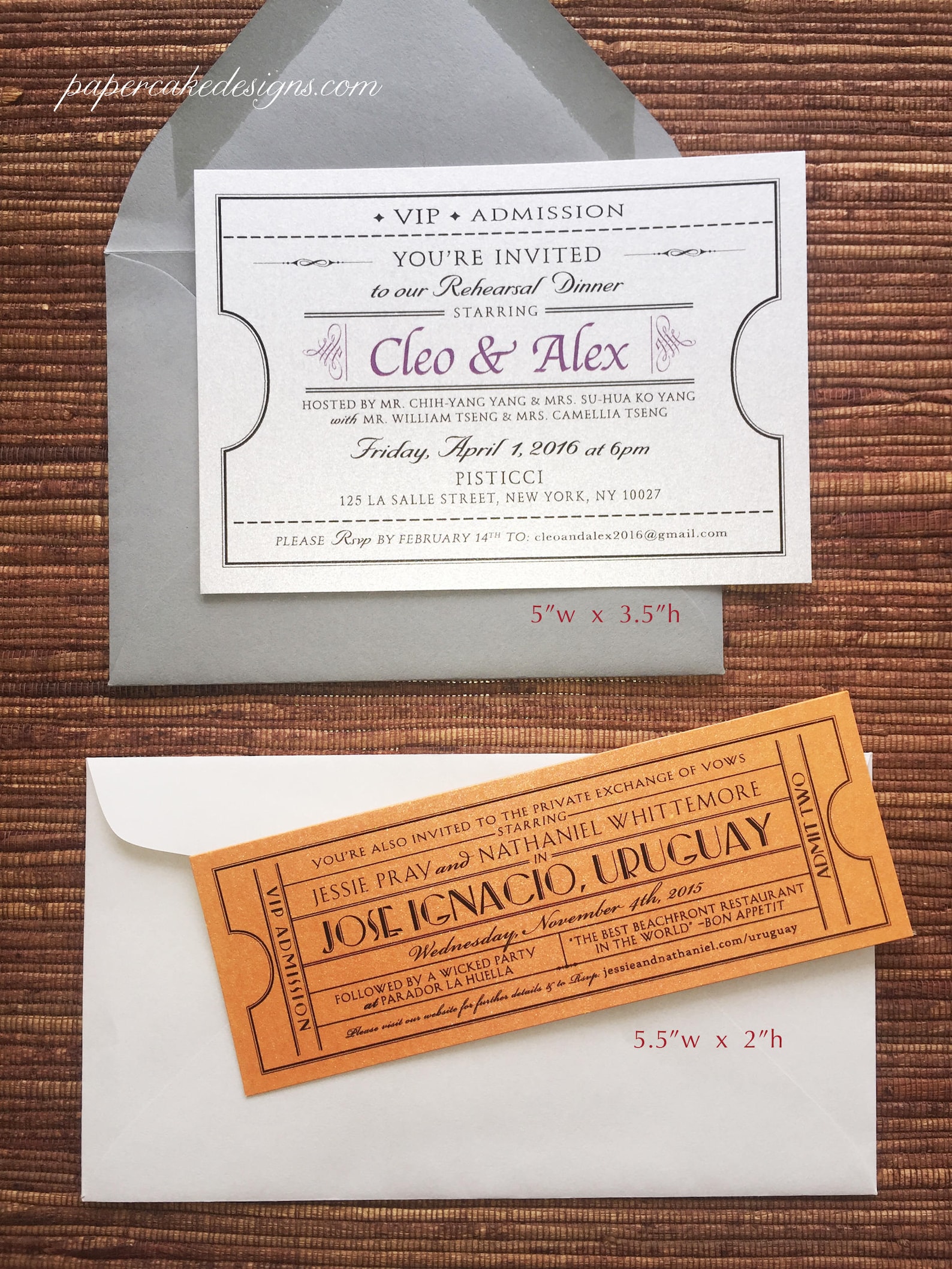 Vintage Event Ticket Enclosure Card / Wedding Rehearsal Dinner ...