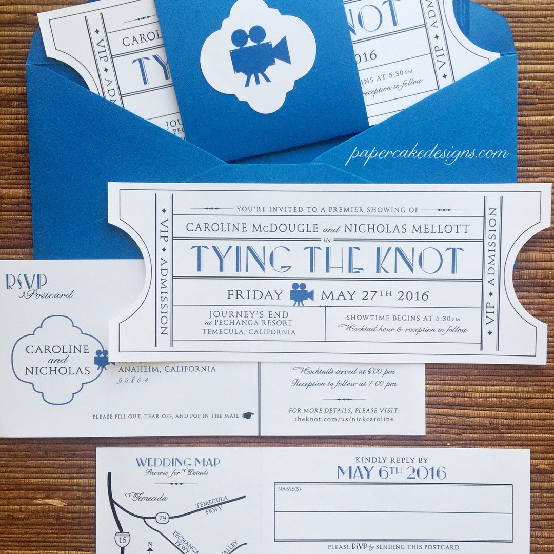 Vintage Film Ticket Wedding Invitation Suite: Movie Theater Example - Etsy