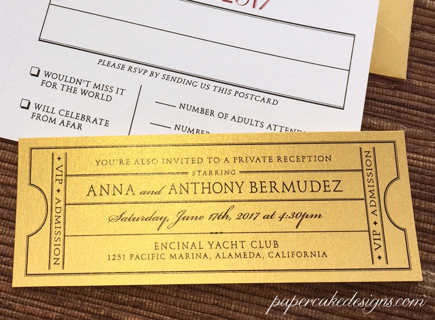 Vintage Event Ticket Enclosure Card / Wedding Rehearsal Dinner ...