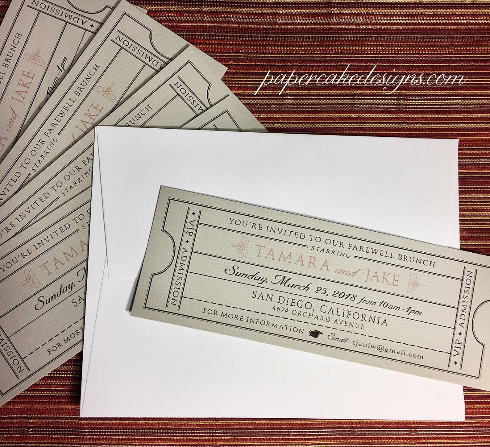 Vintage Event Ticket Enclosure Card / Wedding Rehearsal Dinner ...