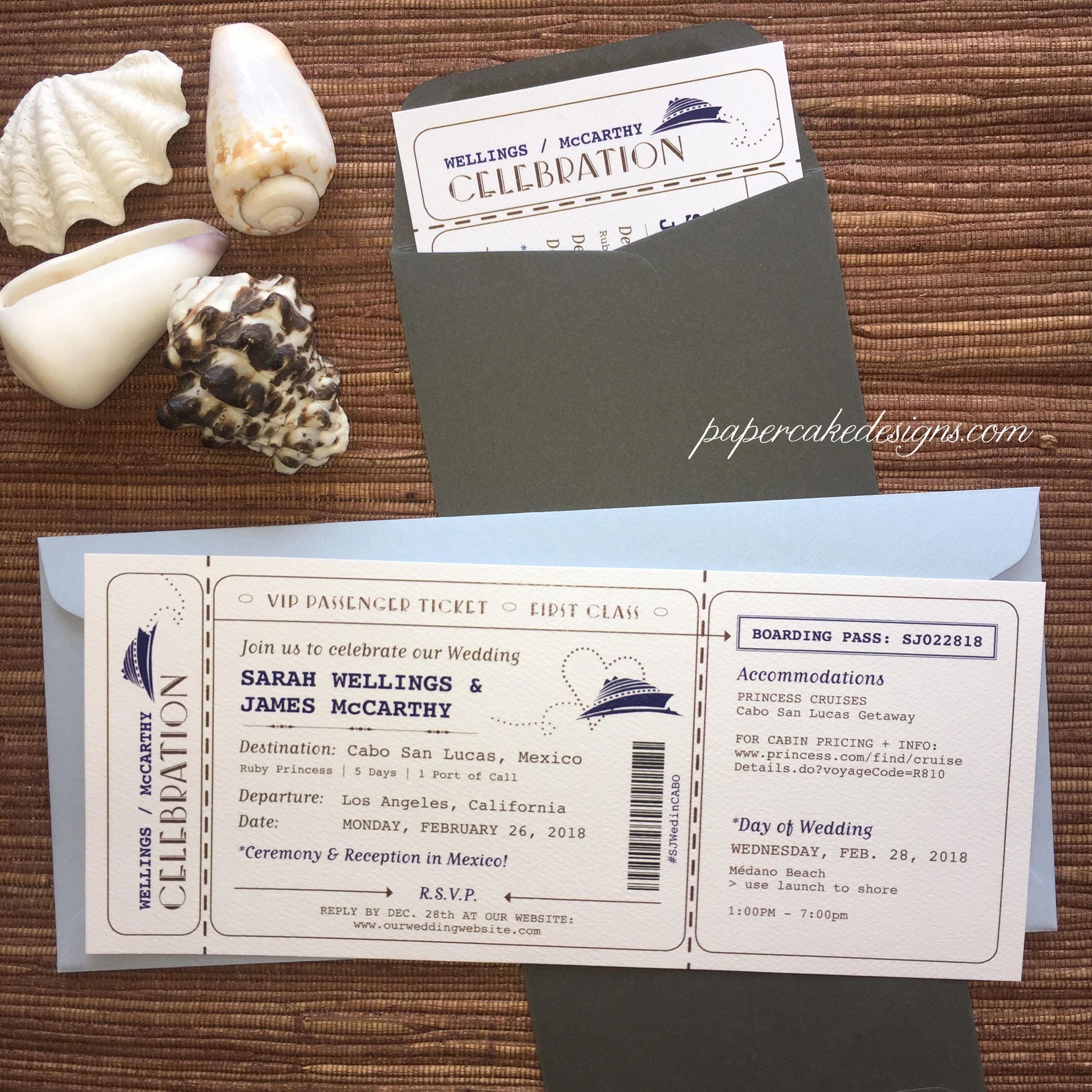 Boarding Pass Ticket Cruise Ship Invitation / DIY Printable