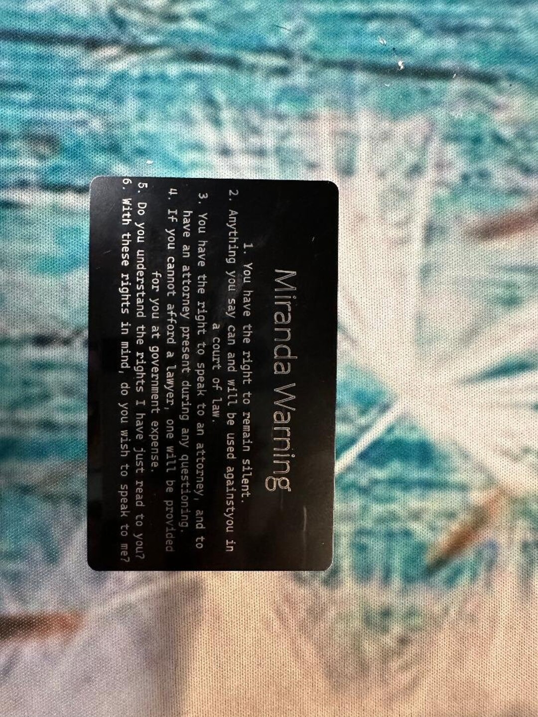 Miranda Warning Black Metal Card - Etsy