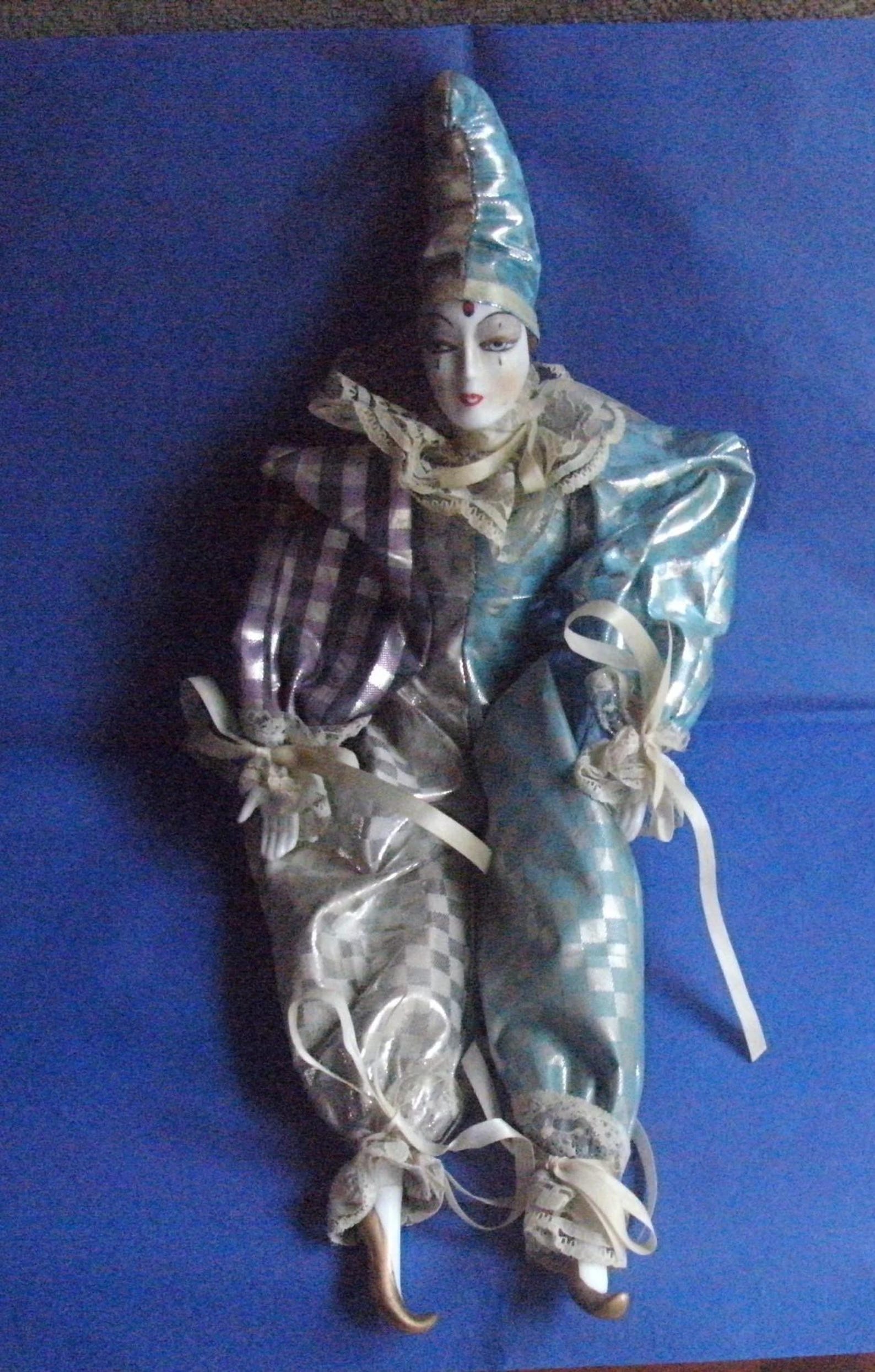 1980s Gorg. Vtg.pierrot Clown/jester/harlequin-main Body Stuffed.feet ...