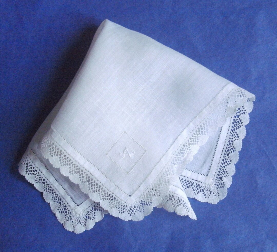 1910s/20s FRENCH Very Pretty,petite Antique Bridal Handkerchief/hand ...