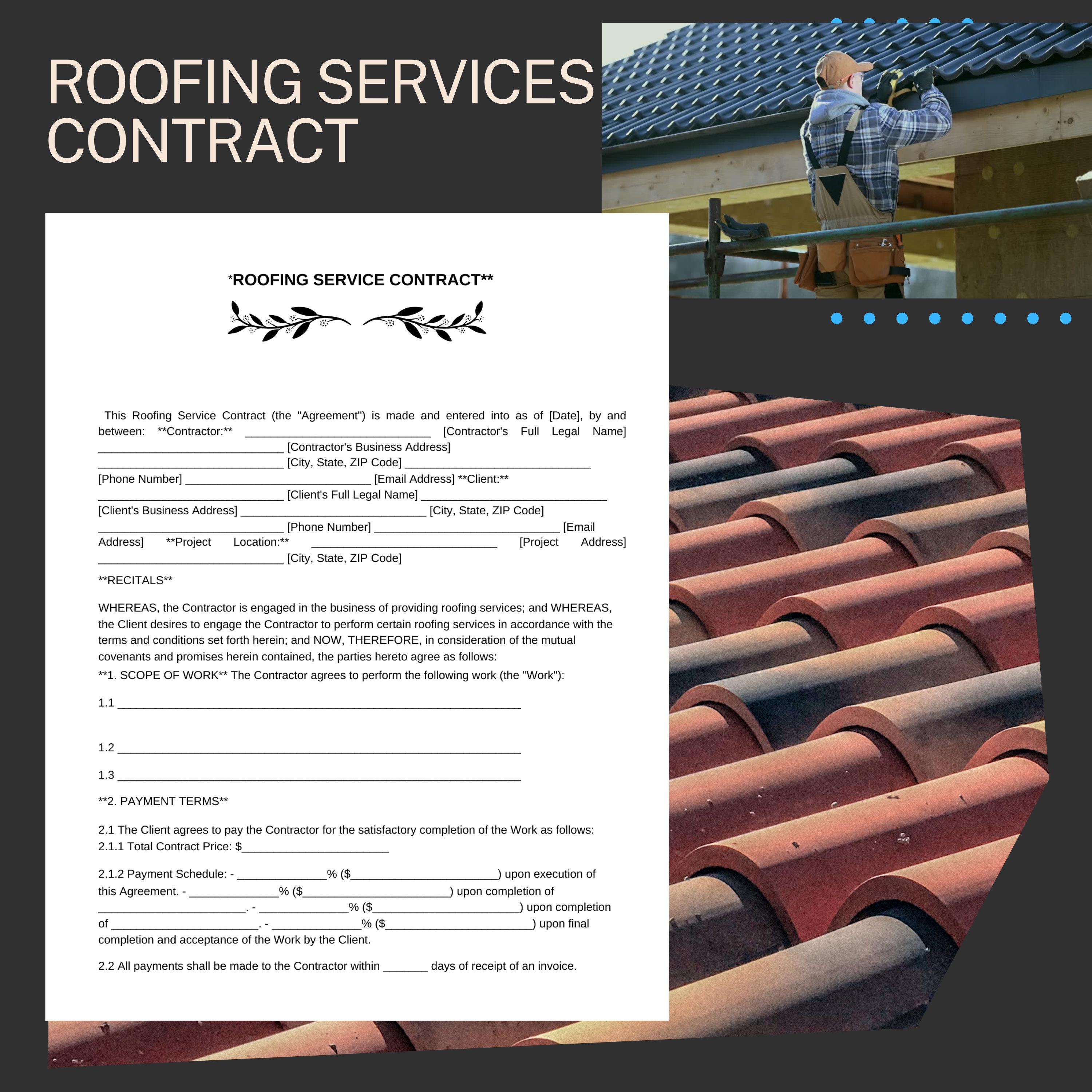 Roofing Contract Template, Editable Roofing Contract, Roofing Proposal ...