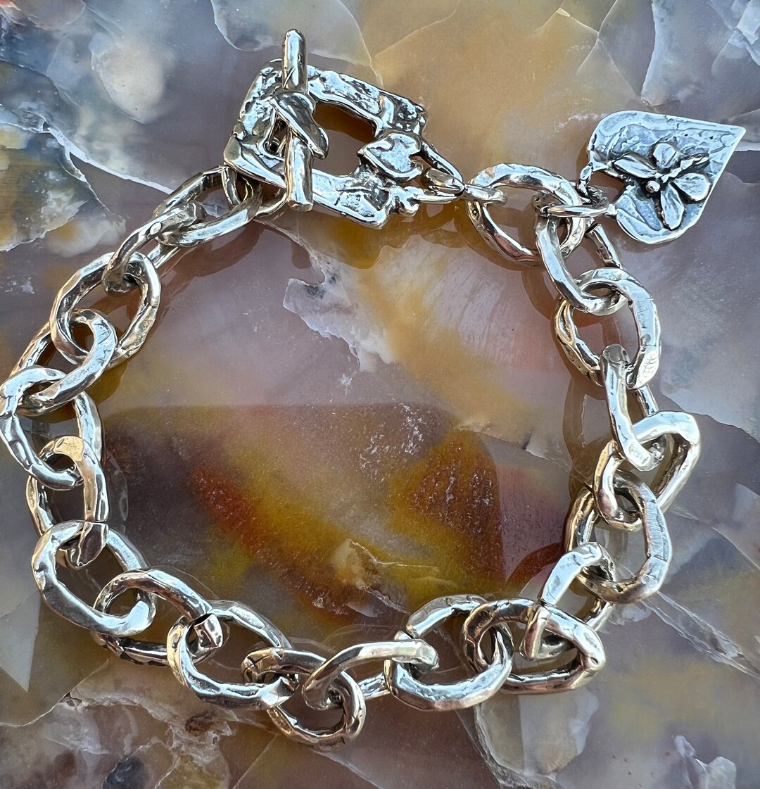 Artisan Sterling Silver Link Bracelet. - Etsy