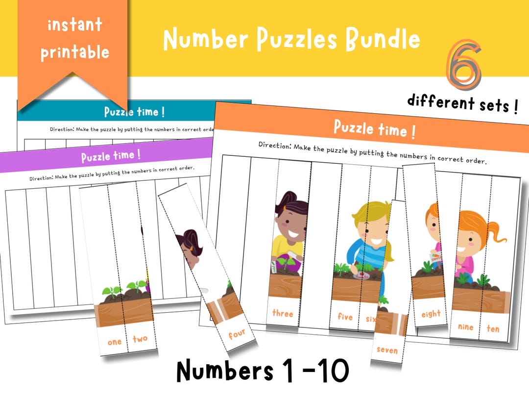 Instant Download 6 Printable Number Puzzle Sets for Kids - Math ...