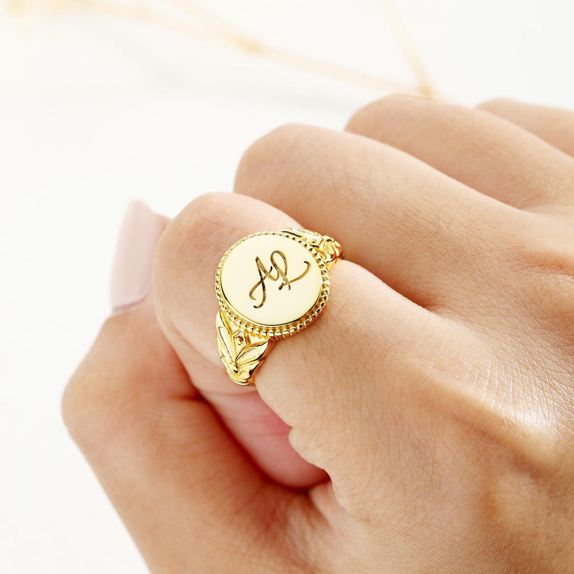 Custom Initial Ring, Gold Tiny Two Letter Ring, Custom Letter Ring ...