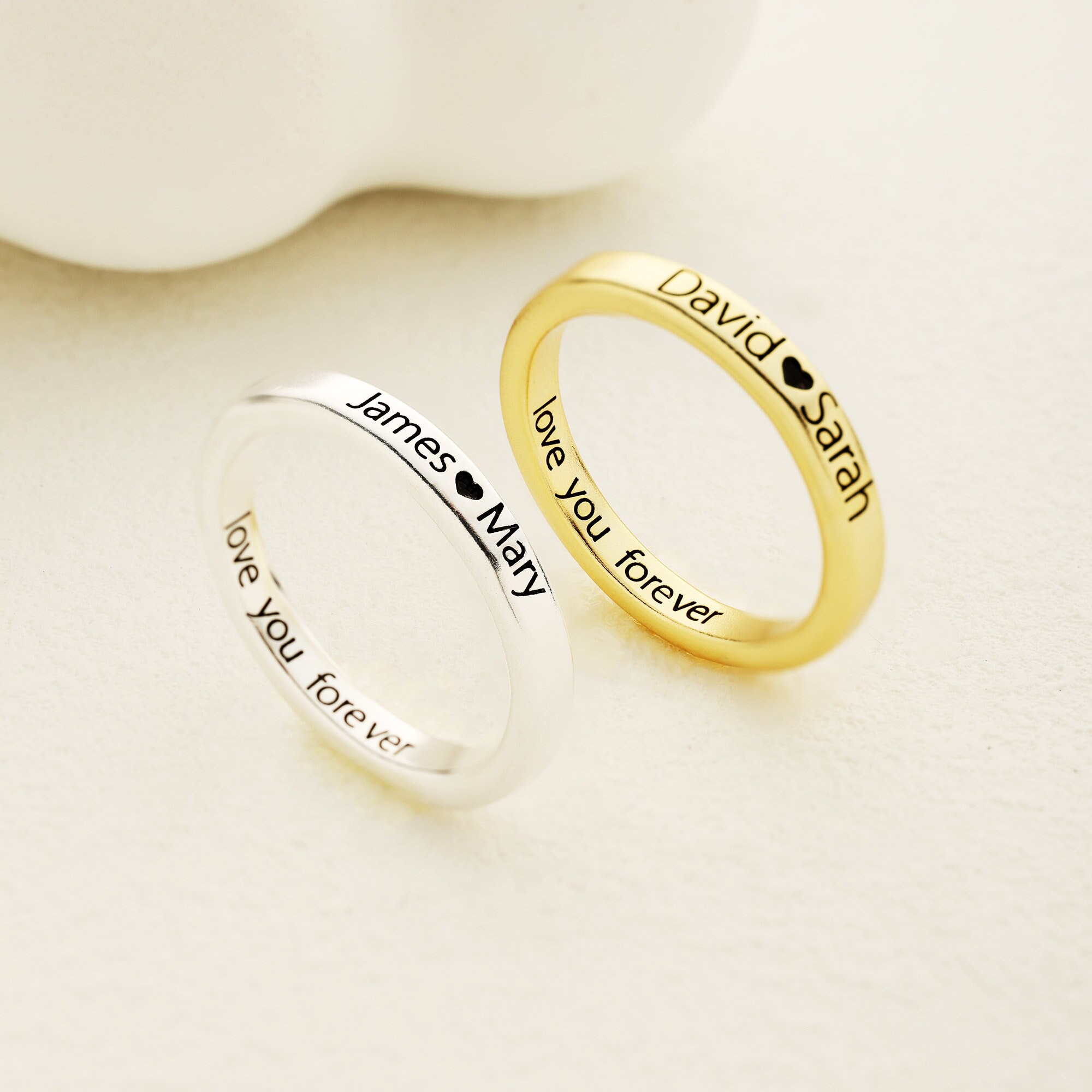 Custom Name Ring, Personalized Couple Rings, Engraved Ring, Anniversary ...