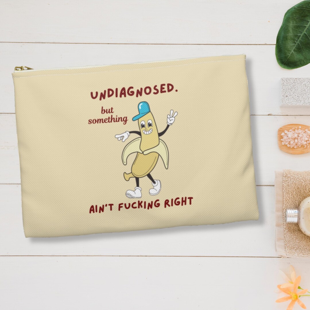 Zippered Makeup Bag, Funny Retro Banana Accessory Pouch: Unique Pencil ...