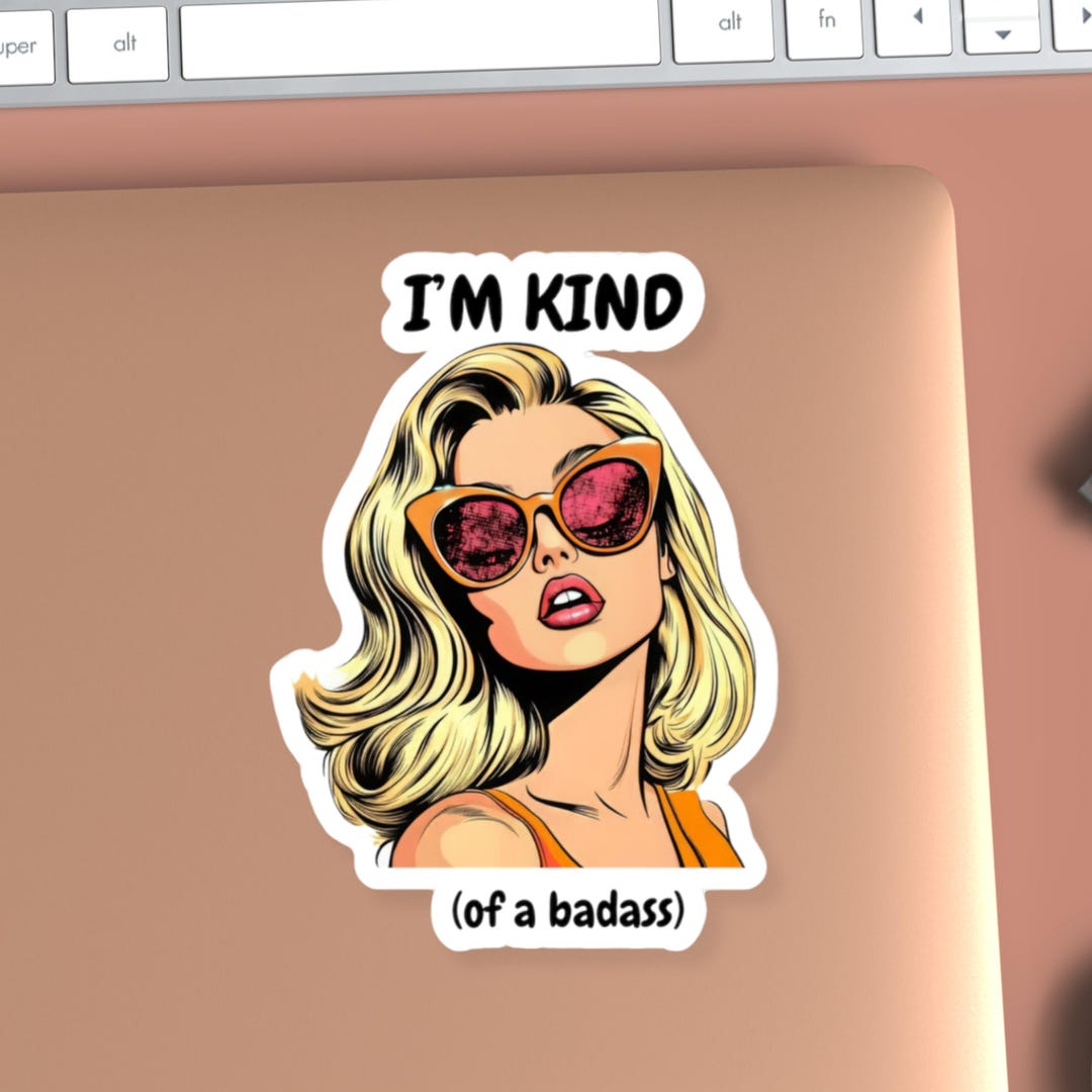 Badass Woman Vinyl Decal: Retro Style Laptop Sticker - Etsy
