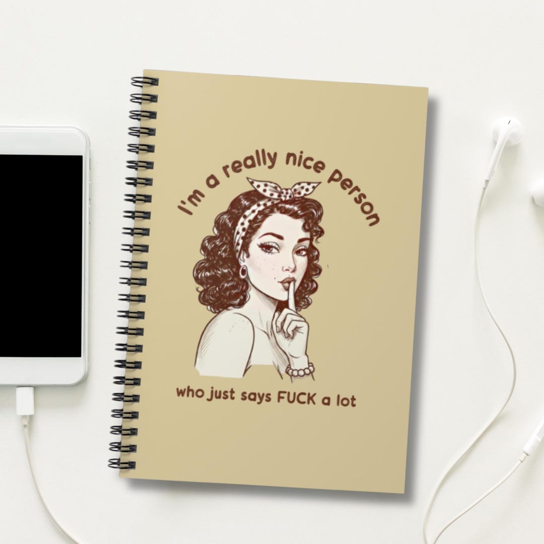 Funny Ruled Line Notebook Retro Style Drawing Inappropriate Saying ...