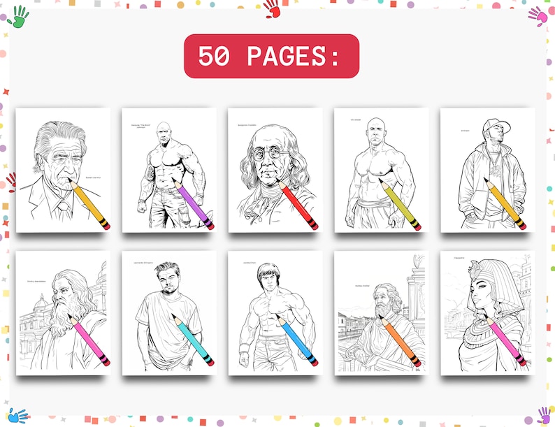 Famous People Coloring Pages | 50 Pages | Educational Book for Kids and ...